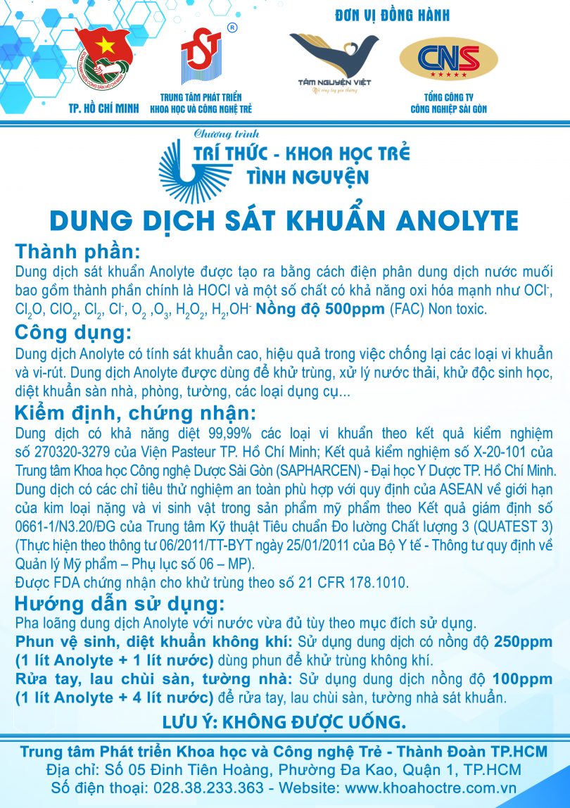 NƯỚC ANOLYTE LÀ GÌ, VÀ CÓ TÁC DỤNG THẾ NÀO? – Khoa học trẻ TST